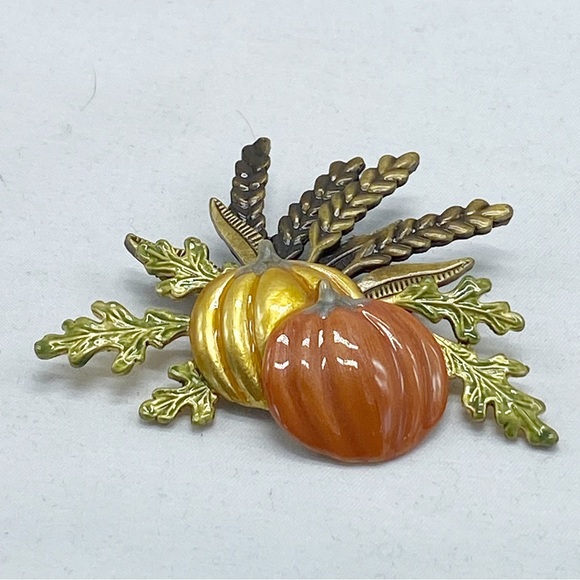 Vintage | Jewelry | Vintage Kc Signed Pumpkin Fall Harvest Orange And ...